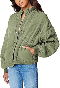 [blanknyc] womens jacket, everyday adult coat luxury clothing tencel drop shoulder quilted jacket, burnt sage, small us