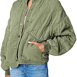 [BLANKNYC] womens Jacket, Everyday Adult Coat Luxury Clothing Tencel Drop Shoulder Quilted Jacket, Burnt Sage, Small US