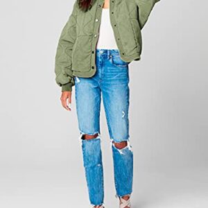 [BLANKNYC] womens Jacket, Everyday Adult Coat Luxury Clothing Tencel Drop Shoulder Quilted Jacket, Burnt Sage, Small US