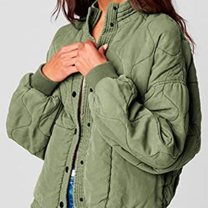 [BLANKNYC] womens Jacket, Everyday Adult Coat Luxury Clothing Tencel Drop Shoulder Quilted Jacket, Burnt Sage, Small US