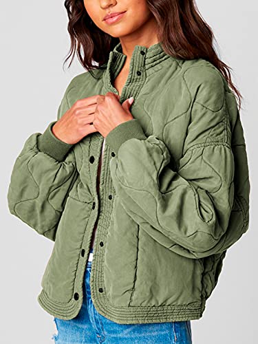 [BLANKNYC] womens Jacket, Everyday Adult Coat Luxury Clothing Tencel Drop Shoulder Quilted Jacket, Burnt Sage, Small US