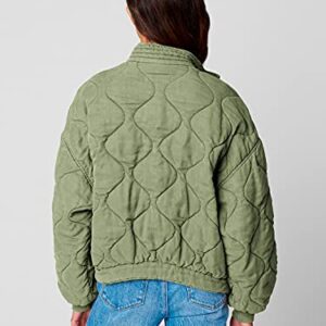 [BLANKNYC] womens Jacket, Everyday Adult Coat Luxury Clothing Tencel Drop Shoulder Quilted Jacket, Burnt Sage, Small US