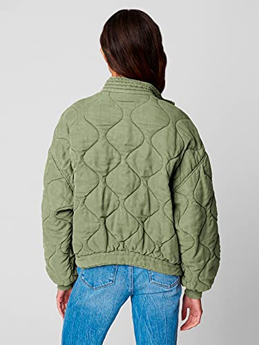 [BLANKNYC] womens Jacket, Everyday Adult Coat Luxury Clothing Tencel Drop Shoulder Quilted Jacket, Burnt Sage, Small US