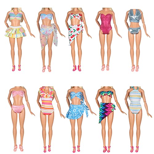 Tanosy 10 Sets Doll Clothes 4 Sets Party Dresses+3 Sets Casual Outfits +3 Set Bathing Suits for 11.5 inch Girl Doll Children's Day Gift(4 Sets Dresses+3 Sets Casual Clothes+3 Set Bathing Suits)