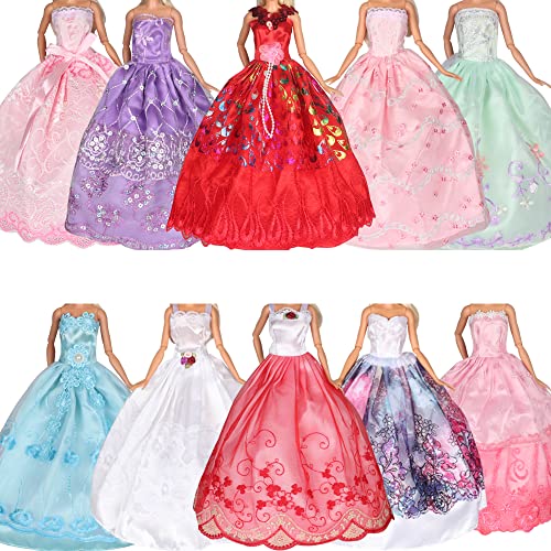 Tanosy 10 Sets Doll Clothes 4 Sets Party Dresses+3 Sets Casual Outfits +3 Set Bathing Suits for 11.5 inch Girl Doll Children's Day Gift(4 Sets Dresses+3 Sets Casual Clothes+3 Set Bathing Suits)