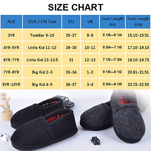 festooning Boys Slippers Comfy Warm House Bedroom Slippers with Memory Foam Indoor Non-Slip Sole for Toddler Little Big Kid Black Size 13-1 M US