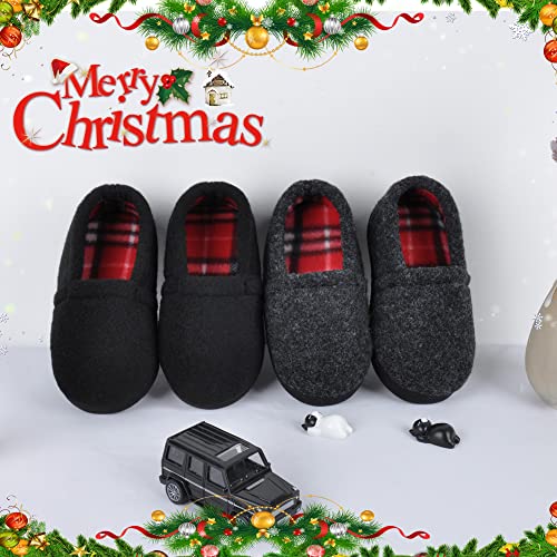 festooning Boys Slippers Comfy Warm House Bedroom Slippers with Memory Foam Indoor Non-Slip Sole for Toddler Little Big Kid Black Size 13-1 M US