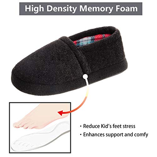 festooning Boys Slippers Comfy Warm House Bedroom Slippers with Memory Foam Indoor Non-Slip Sole for Toddler Little Big Kid Black Size 13-1 M US