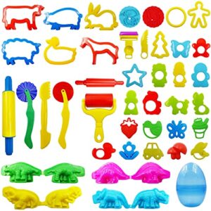 dough tools set for kids, various plastic animal molds, rolling pins, for creative dough cutting, 44 pieces