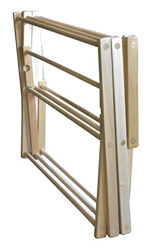 Wooden Amish Made Folding Clothes Drying Rack Handmade for Hanging Laundry (Medium 3'x6')