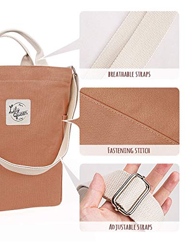 Lily queen Women Canvas Tote Handbags Casual Shoulder Work Bag Crossbody (Brown Sugar)