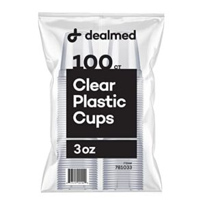 dealmed 3 oz. disposable plastic cups – 100% recyclable cups for doctor's offices, school nurse's, hospitals, at home and more (pack of 100)