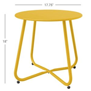 Grand patio E-Coated Steel Side Table, Weather- Resistant Outdoor 18” Round End Table Accent Table for Bistro Balcony Apartment, Yellow