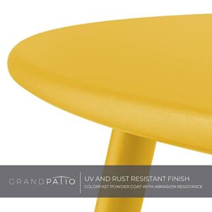 Grand patio E-Coated Steel Side Table, Weather- Resistant Outdoor 18” Round End Table Accent Table for Bistro Balcony Apartment, Yellow