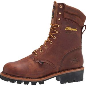 Thorogood Logger Series 9” Waterproof Insulated Steel Toe Work Boots for Men - Premium Leather with 400g Thinsulate and Vibram Slip-Resistant Heel Outsole, Trail Crazyhorse - 9.5 XW US