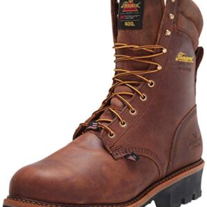 Thorogood Logger Series 9” Waterproof Insulated Steel Toe Work Boots for Men - Premium Leather with 400g Thinsulate and Vibram Slip-Resistant Heel Outsole, Trail Crazyhorse - 9.5 XW US