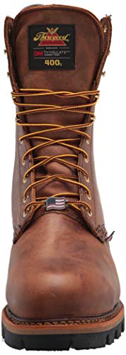 Thorogood Logger Series 9” Waterproof Insulated Steel Toe Work Boots for Men - Premium Leather with 400g Thinsulate and Vibram Slip-Resistant Heel Outsole, Trail Crazyhorse - 9.5 XW US