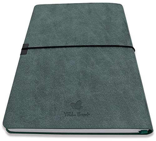 YRL Best Writing Journal/Notebook, College Ruled/Lined, A5 Size, 5.8x8.3", Premium Faux Leather Soft Cover, Creamy Thick Paper, Sewn Bound, Elastic Wrap, Inner Pocket, Pen Loop, Lays Flat, Green