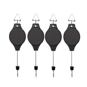 lythor 4 pack plant hook pulley, retractable plant hanger easy reach hanging flower basket for garden baskets pots and birds feeder hang high up and pull down to water or feed