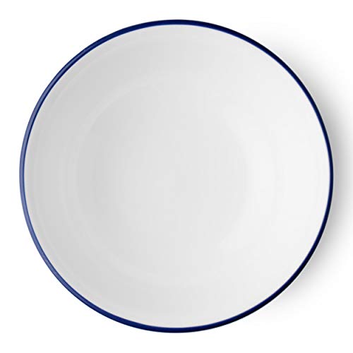 Corelle Livingware Lia 18 Ounce Soup/Cereal Bowl - White with Cobalt Blue Lip (Set of 4)