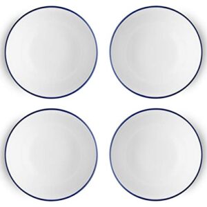 Corelle Livingware Lia 18 Ounce Soup/Cereal Bowl - White with Cobalt Blue Lip (Set of 4)