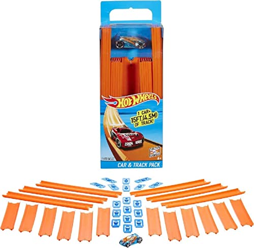 Hot Wheels Track Builder Straight Track with Car [Styles May Vary] & 10-Pack (Styles May Vary) [Amazon Exclusive]