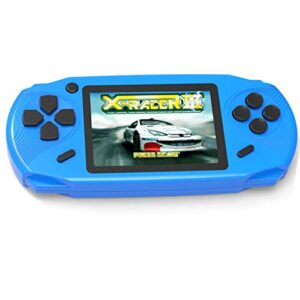 beijue 16 bit handheld games for kids adults 3.0'' large screen preloaded 100 hd classic retro video games usb rechargeable seniors electronic game player birthday xmas present (blue)