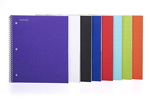 Mintra Office Durable Spiral Notebooks, 1 Subject, (Black, College Ruled 3 Pack), 100 Sheets, Poly Pocket, Moisture Resistant Cover, Strong Chipboard back, For School, Office, Business,