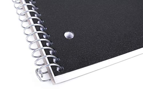 Mintra Office Durable Spiral Notebooks, 1 Subject, (Black, College Ruled 3 Pack), 100 Sheets, Poly Pocket, Moisture Resistant Cover, Strong Chipboard back, For School, Office, Business,