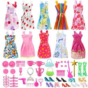 doll clothes for barbie dresses gown with shoes outfit set for xmas birthday gift(69 pack)