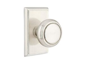 emtek privacy set, rectangular rosette, norwich knob, satin nickel us15