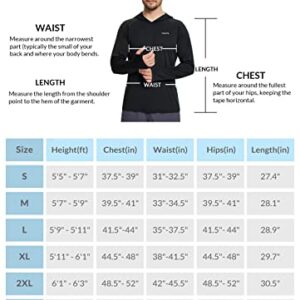 BALEAF Men's UV SPF Hoodie Shirt UPF 50+ Sun Protection Long Sleeve T-Shirts Rash Guard Fishing Swimming Lightweight Black M