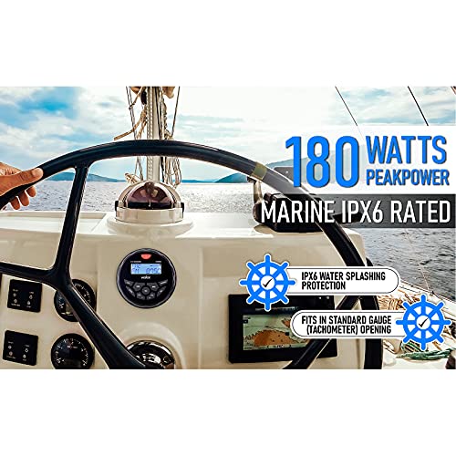 Boat Bluetooth Marine Stereo Radio Boat Radio AM FM Tuner Bluetooth Streaming Music Digital Media on Boats Golf Cart ATV UTV and Spa Hot Tubs