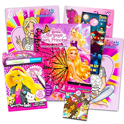 Barbie Coloring and Activity Book Super Set - 4 Books with Over 25 Stickers Party Pack