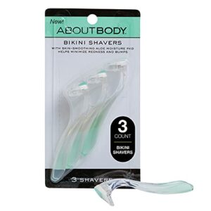 kai about body bikini shavers - gentle razors for shaving, trimming & exfoliating - includes 3 beauty groomers