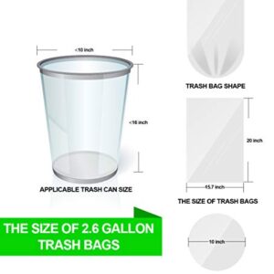 Small Clear Trash Bags – FORID 2.6 Gallon Garbage Bags Wastebasket Bin Liners 220 Count Plastic Trash Bags for Bathroom Bedroom Office Garbage Can (220 count)