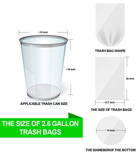 Small Clear Trash Bags – FORID 2.6 Gallon Garbage Bags Wastebasket Bin Liners 220 Count Plastic Trash Bags for Bathroom Bedroom Office Garbage Can (220 count)