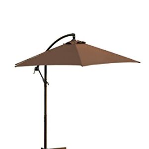 LOKATSE HOME 10 Ft Offset Patio Outdoor Umbrella Cantilever Hanging Market Umbrella Garden Umbrella with Crank & Cross Base (Brown)