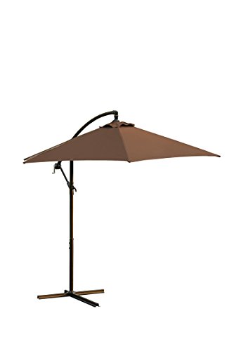 LOKATSE HOME 10 Ft Offset Patio Outdoor Umbrella Cantilever Hanging Market Umbrella Garden Umbrella with Crank & Cross Base (Brown)