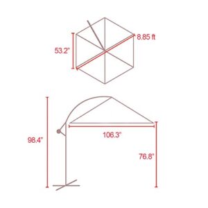 LOKATSE HOME 10 Ft Offset Patio Outdoor Umbrella Cantilever Hanging Market Umbrella Garden Umbrella with Crank & Cross Base (Brown)