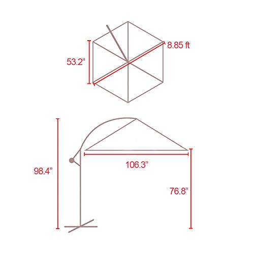 LOKATSE HOME 10 Ft Offset Patio Outdoor Umbrella Cantilever Hanging Market Umbrella Garden Umbrella with Crank & Cross Base (Brown)