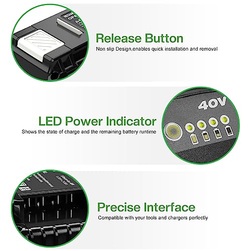 Powilling OP40501 40V 6.0Ah Battery Replacement for Ryobi 40V Lithium Battery Compatible with 40 Volt Ryobi Lithium Battery OP4050A OP4015 OP4026 OP4030 OP40301 OP4040 OP4050 OP40601