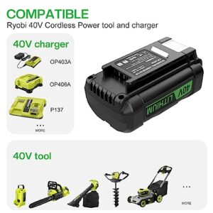 Powilling OP40501 40V 6.0Ah Battery Replacement for Ryobi 40V Lithium Battery Compatible with 40 Volt Ryobi Lithium Battery OP4050A OP4015 OP4026 OP4030 OP40301 OP4040 OP4050 OP40601