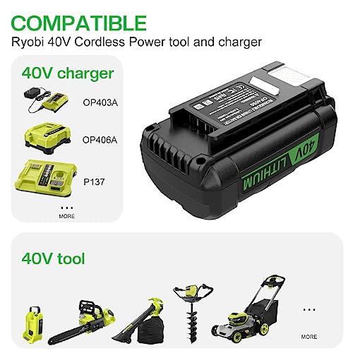 Powilling OP40501 40V 6.0Ah Battery Replacement for Ryobi 40V Lithium Battery Compatible with 40 Volt Ryobi Lithium Battery OP4050A OP4015 OP4026 OP4030 OP40301 OP4040 OP4050 OP40601