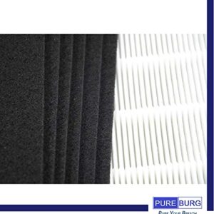 PUREBURG Replacement True HEPA Filter Set Compatible with Winix 115115, Filter A,9800 5300 6300 5300-2 6300-2 P300 C535 5000b 5000 5500 Plasma Wave WAC5300 WAC5500 WAC6300,H13 Activated carbon