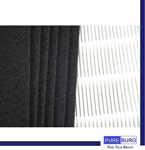 PUREBURG Replacement True HEPA Filter Set Compatible with Winix 115115, Filter A,9800 5300 6300 5300-2 6300-2 P300 C535 5000b 5000 5500 Plasma Wave WAC5300 WAC5500 WAC6300,H13 Activated carbon