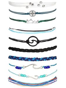 long tiantian wave bracelets for teen girls cute boho braided string beach ocean bracelet for women summer jewelry gift (o)