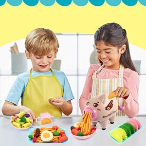 Deardeer Play Dough Sets Playdough Playsets Noodle Machine Fun Kitchen Toy for Kids Children - 21pcs