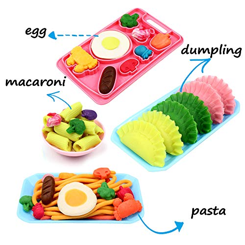 Deardeer Play Dough Sets Playdough Playsets Noodle Machine Fun Kitchen Toy for Kids Children - 21pcs