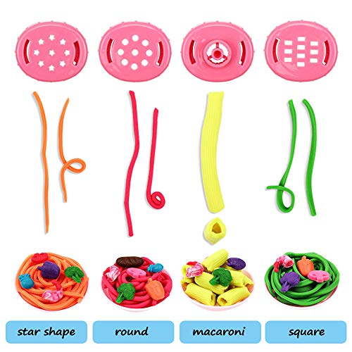 Deardeer Play Dough Sets Playdough Playsets Noodle Machine Fun Kitchen Toy for Kids Children - 21pcs